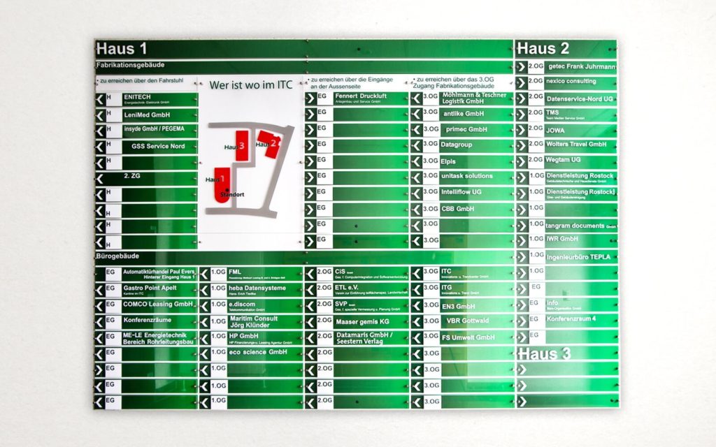 Schilder und Schilderleitsysteme - aus Ihrer Rostocker Kreativfabrik